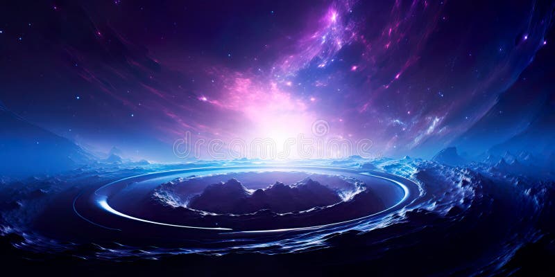 Mysterious Planet with a Vibrant Ring System, Orbiting within a Spiral ...