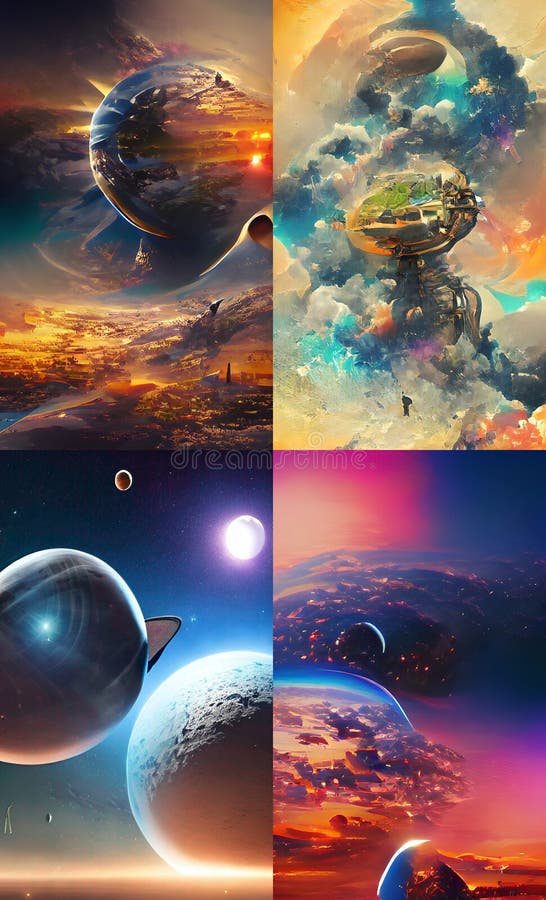 Mysterious Planets in Distant Unexplored Space Stock Illustration ...