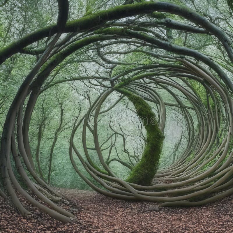 Mysterious Portal Made of Tree Branches in the Forest. Stock ...
