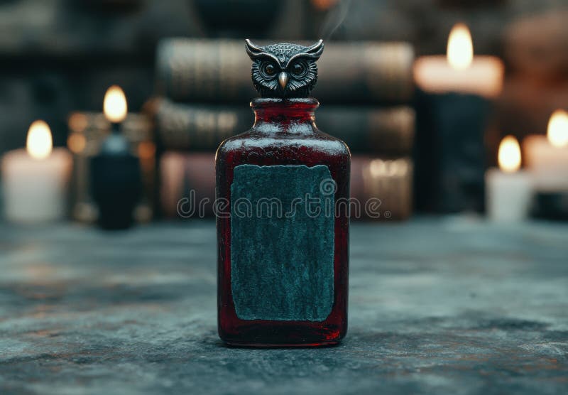 Mysterious Potion Bottle with Owl Topper Stock Illustration ...