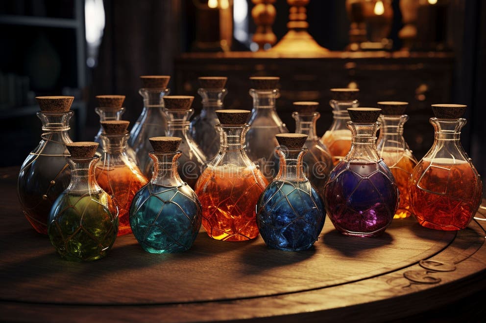 Mysterious Potion Bottles Mysterious Potion Stock Illustration ...