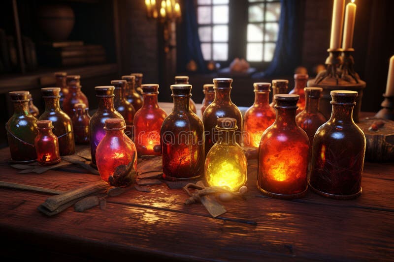 Mysterious Potion Bottles Mysterious Potion Stock Illustration ...