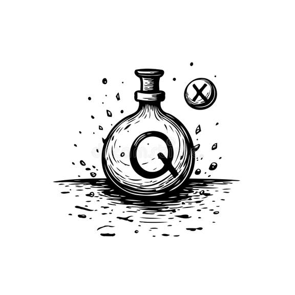 Mysterious Potion with an Enigmatic Q , Surrounded by Scattered ...