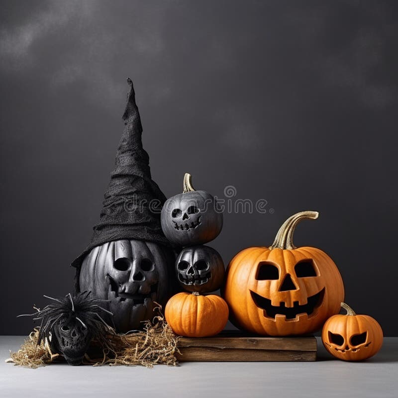 Mysterious Pumpkin Patch at Night Stock Illustration - Illustration of ...