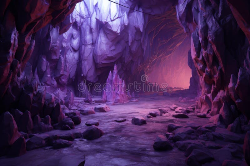 Mysterious Purple Cave Rock Curve. Generate Ai Stock Image - Image of ...