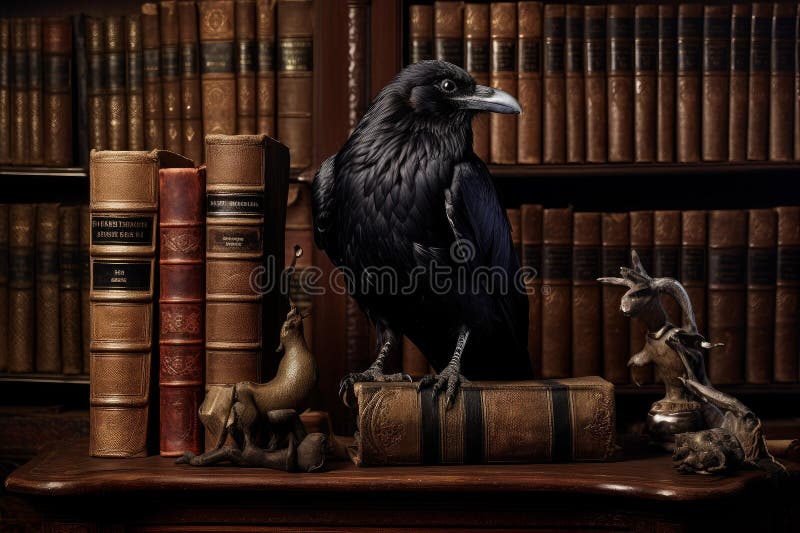 Mysterious Raven History Ancient Library. Generate Ai Stock Image ...