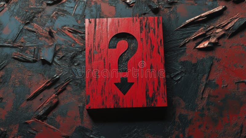 Mysterious Red Box with Question Mark Design in a Textured Dark Setting ...