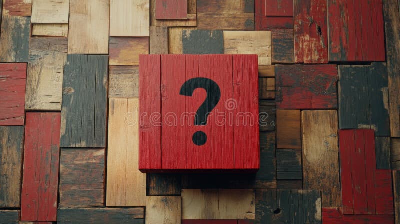 Mysterious Red Box with Question Mark on a Rustic Wooden Background ...