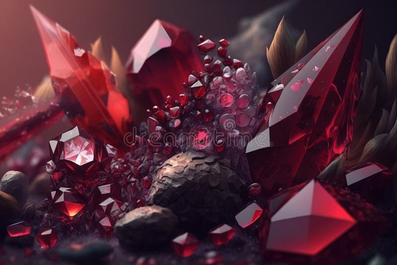 Mysterious Red Crystal Abstract Generative Background Stock ...