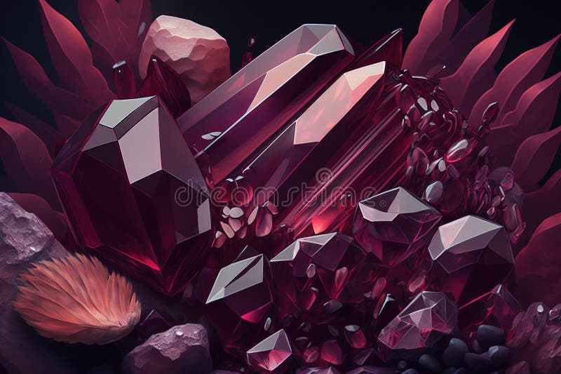 Mysterious Red Crystal Abstract Generative Background Stock ...
