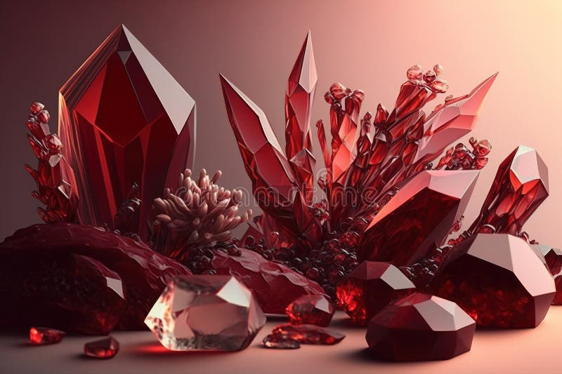 Mysterious Red Crystal Abstract Generative Background Stock ...