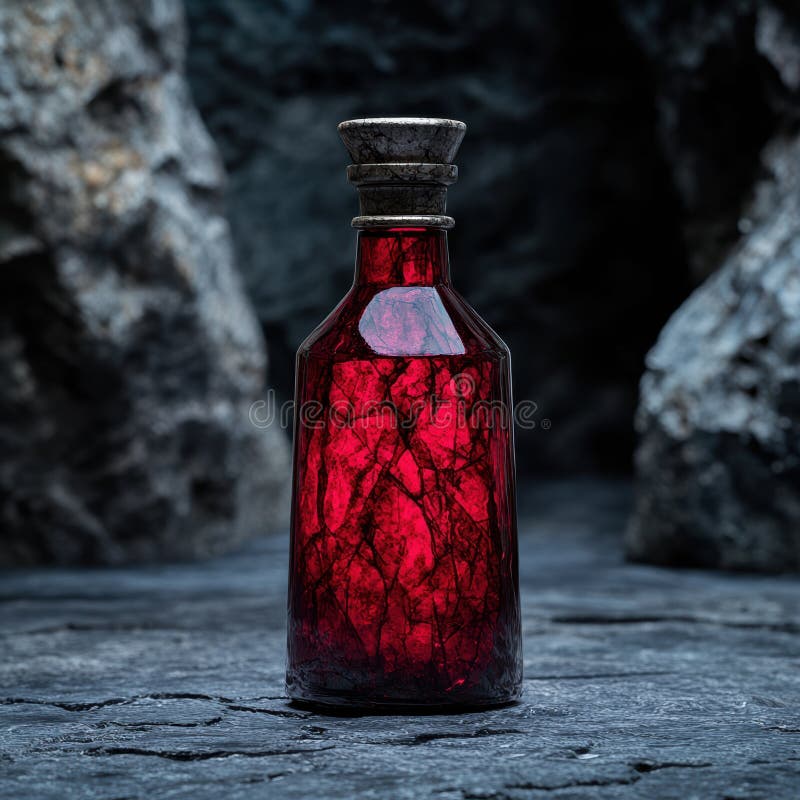 Mysterious Red Glass Potion Bottle Stock Illustration - Illustration of ...