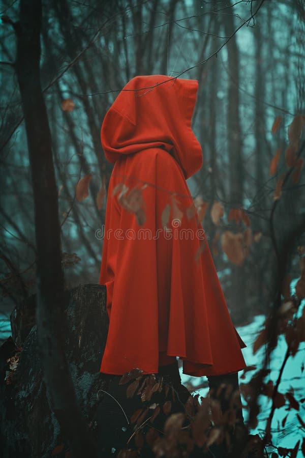 Mysterious Red Hooded Person Stock Image - Image of woman, hood: 106701433