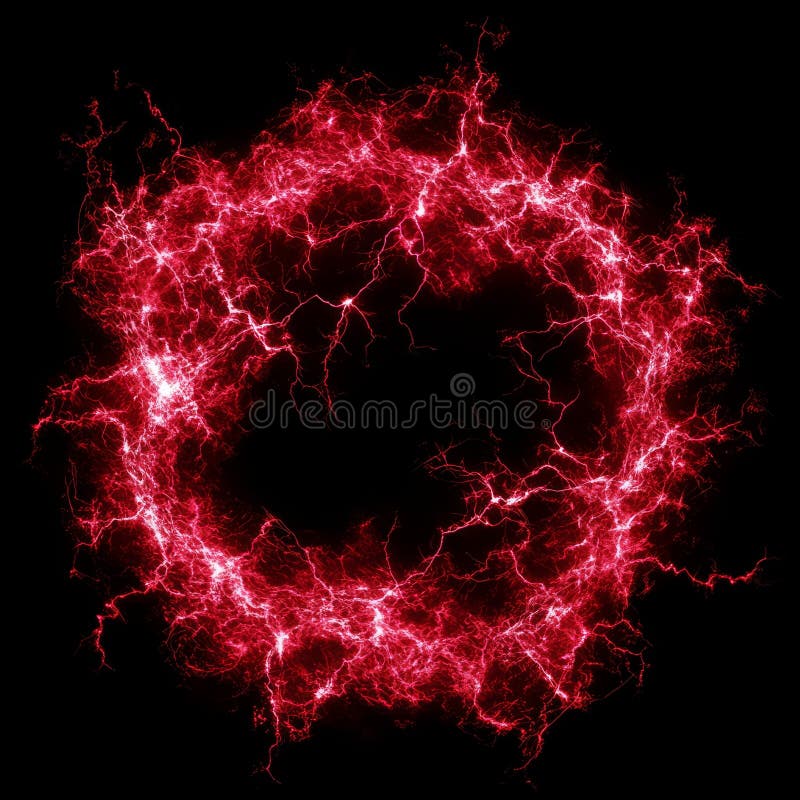 A Mysterious Red Lightning Circle on a Dark Background Stock Photo ...