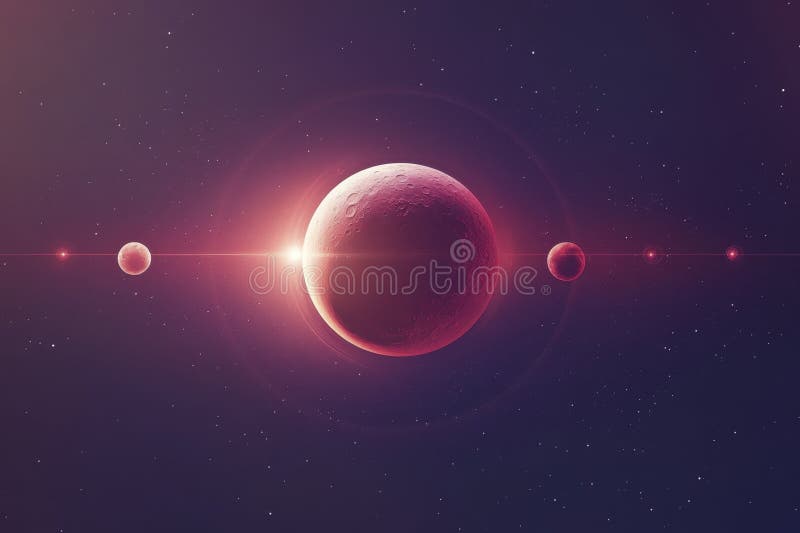 Mysterious Red Planetary Alignment in Deep Space with Glowing Stars ...