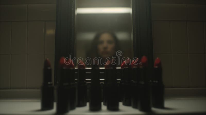 Mysterious Reflection: Lipsticks Creating an Eerie Atmosphere in Dim ...