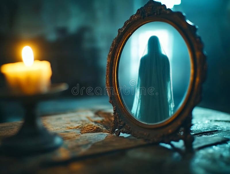 Mysterious Reflection of a Veiled Figure in an Antique Mirror ...