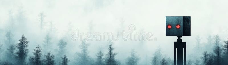 A Mysterious Robot Stands in an Eerie Forest, Surrounded by Mist ...