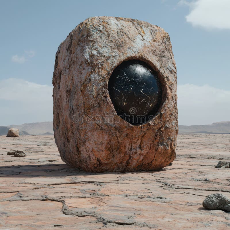 Mysterious Rock Formation with Hollow Center in Desert Landscape Stock ...