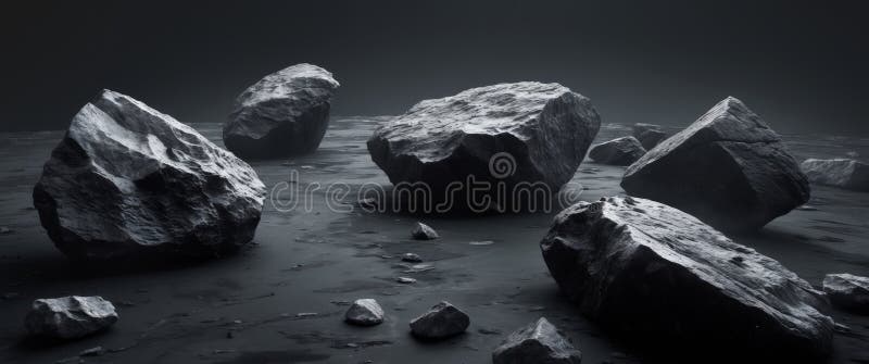 Mysterious Rocks on Black Background Evoking Depth and Natural Beauty ...
