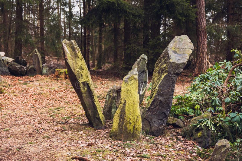 Mysterious Rocks in a Forest in Spring Stock Image - Image of fantasy ...
