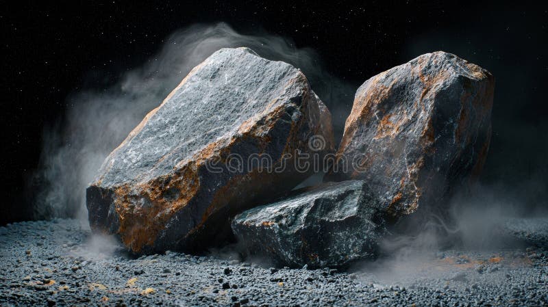 Mysterious Rocks with Mist in a Dark Environment Stock Photo - Image of ...