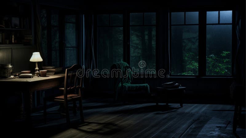 Mysterious Scene with Dim Lighting Stock Illustration - Illustration of ...