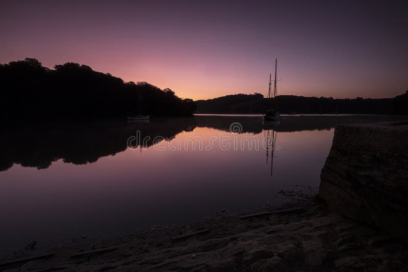 Mysterious Scenery of S Ship Sailing in a River in Fal Estuary ...