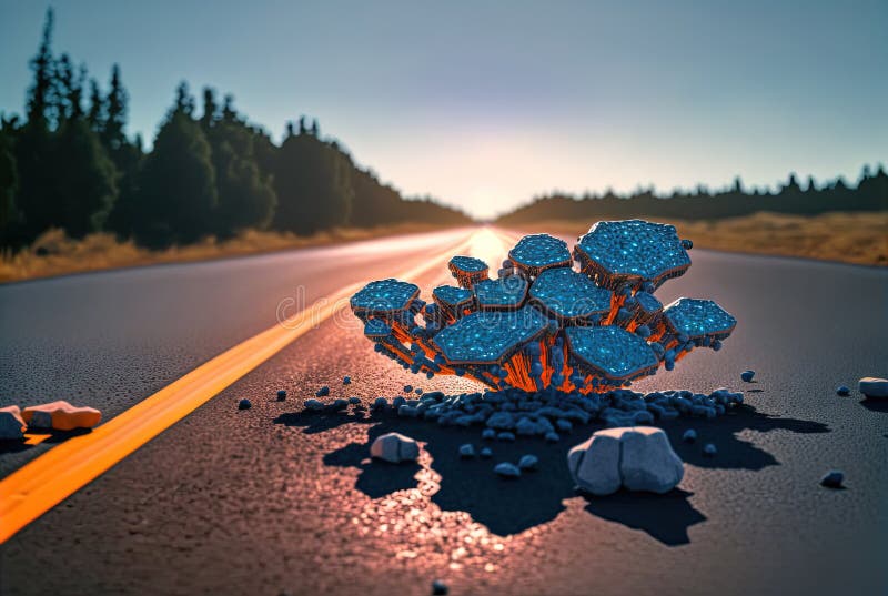Mysterious Sci-fi Alien Mushroom Growing through the Asphalt Road ...