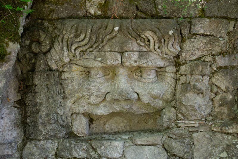 Mysterious Sculpture of Face in Park of the Monsters Stock Photo ...