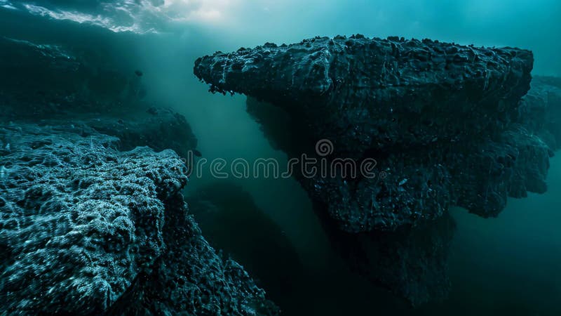 Mysterious Shadows Cast by Underwater Rock Formation in the Ocean ...