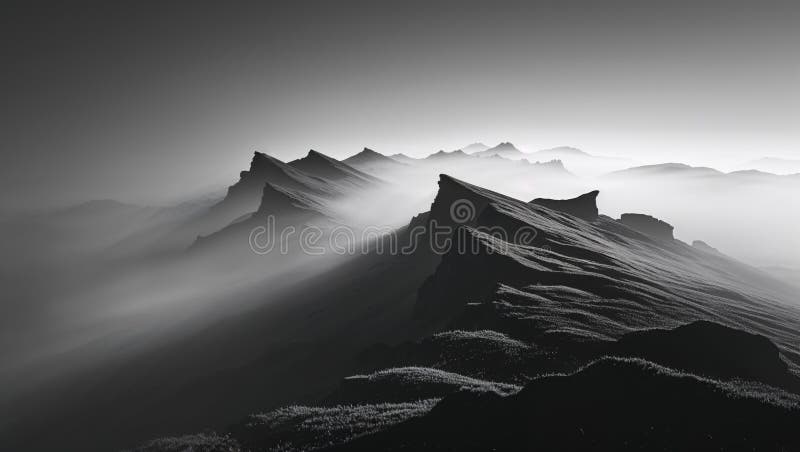 Mysterious Shadows Dancing on a Floating on a Mountain Top Stock Photo ...