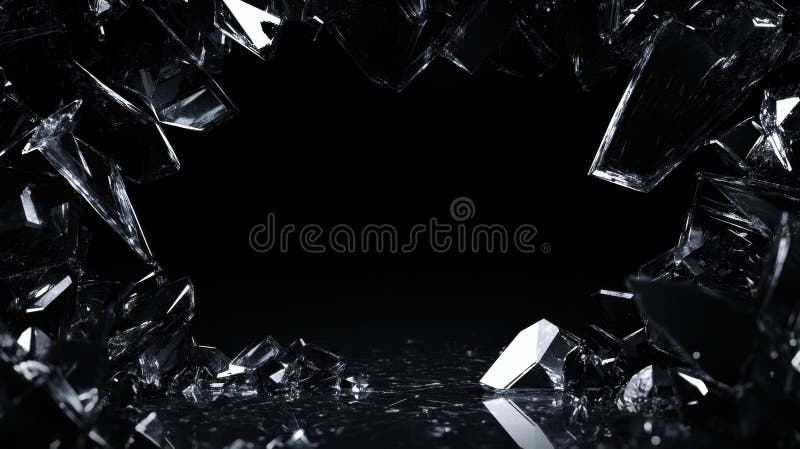 Mysterious Shattered Glass Fragments on Dark Background Stock Image ...