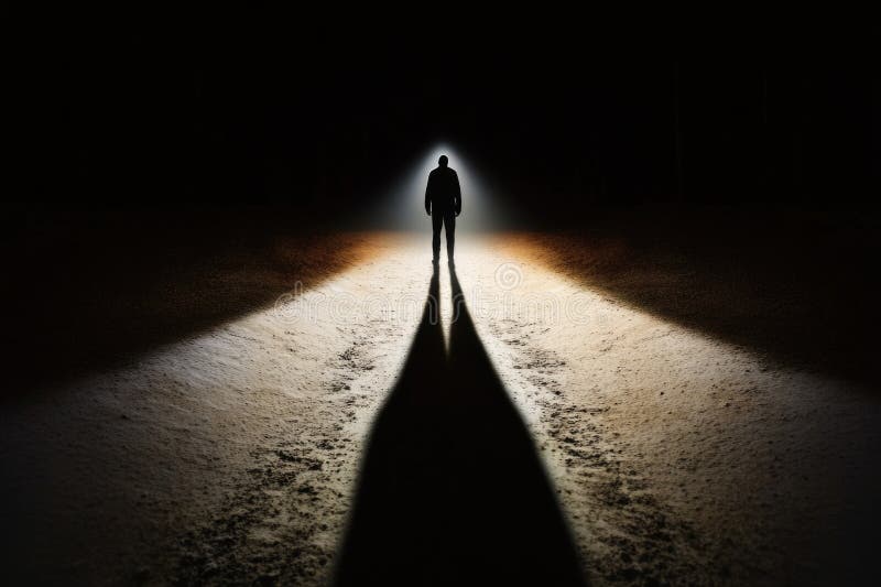 Mysterious Silhouette of a Lone Male Figure in Dramatic Shadowy ...