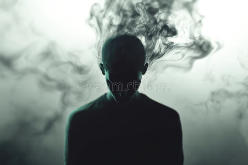 Mysterious Silhouette of Male with Smoke Effect Stock Image - Image of ...