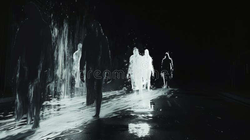 Mysterious Silhouettes in a Dark Abstract Scene Stock Photo - Image of ...