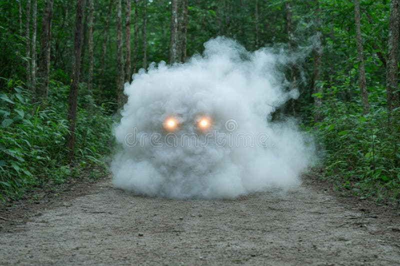 Mysterious Smoke Creature in Forest Stock Illustration - Illustration ...
