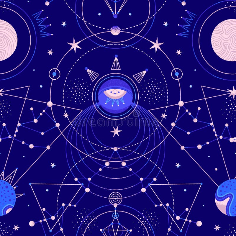 Mysterious Space Seamless Patterns of Planets, Stars, Other Celestial ...