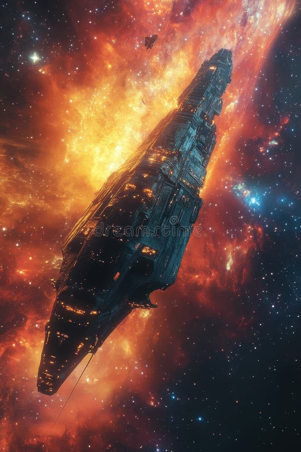 Mysterious Spaceship Navigating through Vibrant Nebula and Cosmic ...