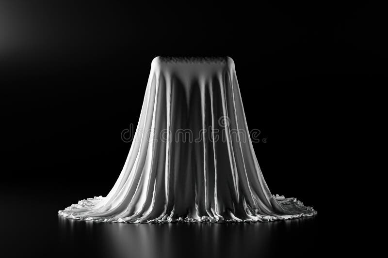 Mysterious Square Object Covered by White Cloth Stock Illustration ...