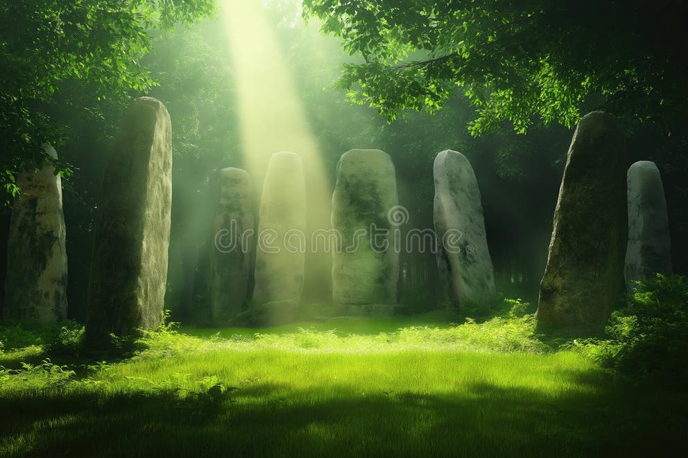Mysterious Stone Circle in Sunlit Forest with Ancient Monoliths Stock Photo - Image of rocks ...