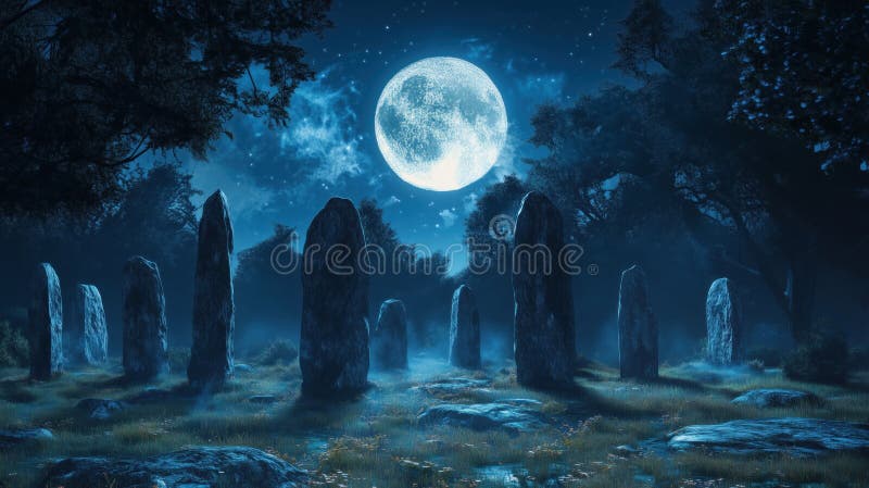 Stone Circle Under Moonlight Stock Photos - Free & Royalty-Free Stock ...