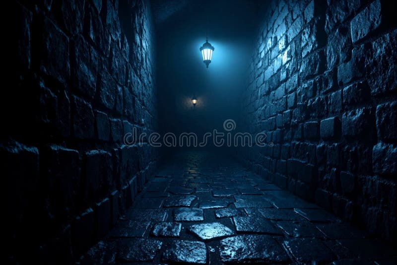 Mysterious Stone Corridor Dim Lantern Light Stock Photos - Free ...