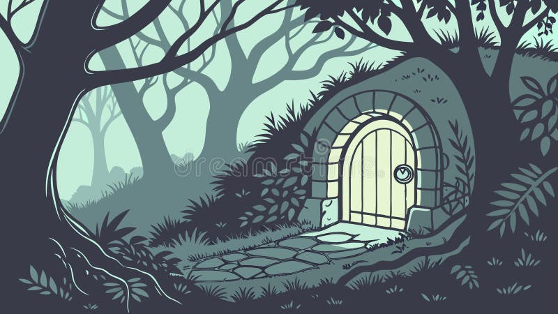 Mysterious Stone Gate in Dark Forest. Enter the Unknown Vector Design ...