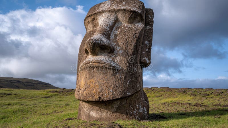Mysterious Stone Moai Statue on Easter Island Stock Illustration ...