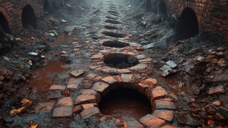 Mysterious Stone Pathway stock illustration. Illustration of ominous ...