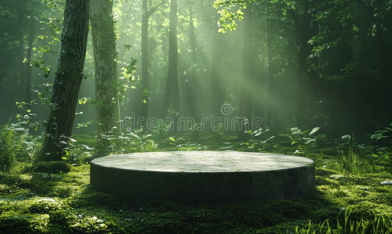 Mysterious Stone Platform in Forest, Surrounded by Lush Greenery and ...