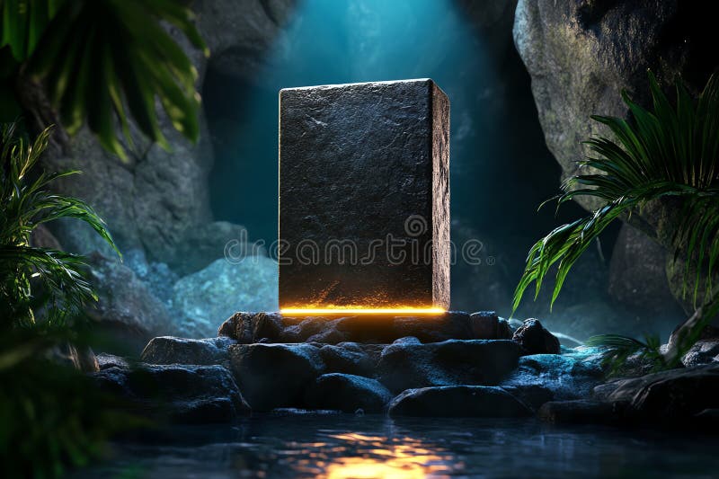 A Mysterious Stone Slab Stands Tall in a Lush, Jungle Setting ...