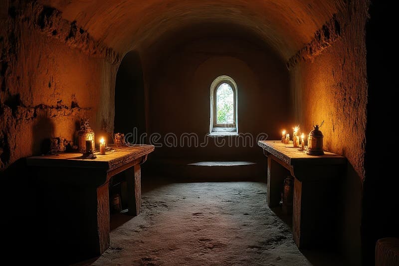 Mysterious Subterranean Vault Exploration Stock Illustration ...