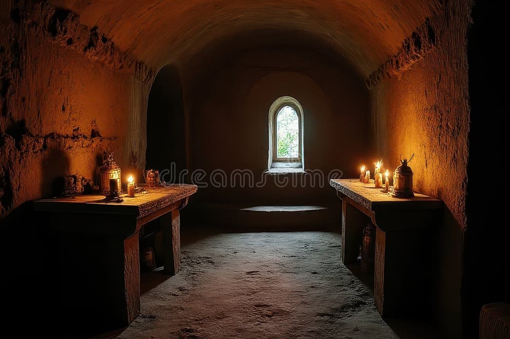 Mysterious Subterranean Vault Exploration Stock Illustration ...